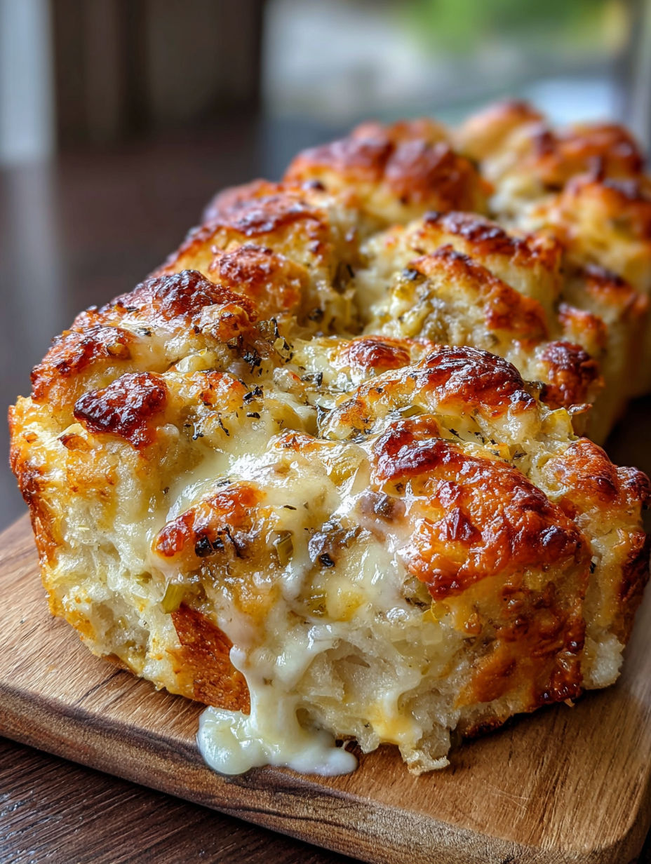 Green Chile Cheese Pull-Apart Bread with Gooey Layers - iman in the kitchen